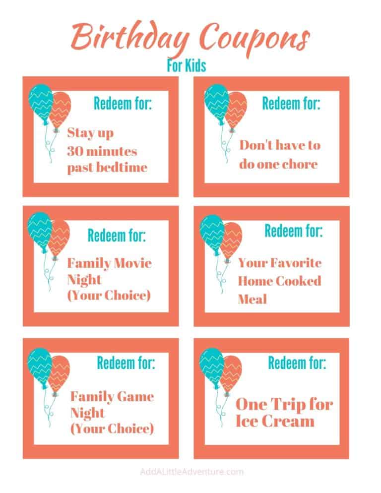 Printable Birthday Coupons - a DIY Birthday Gift Idea