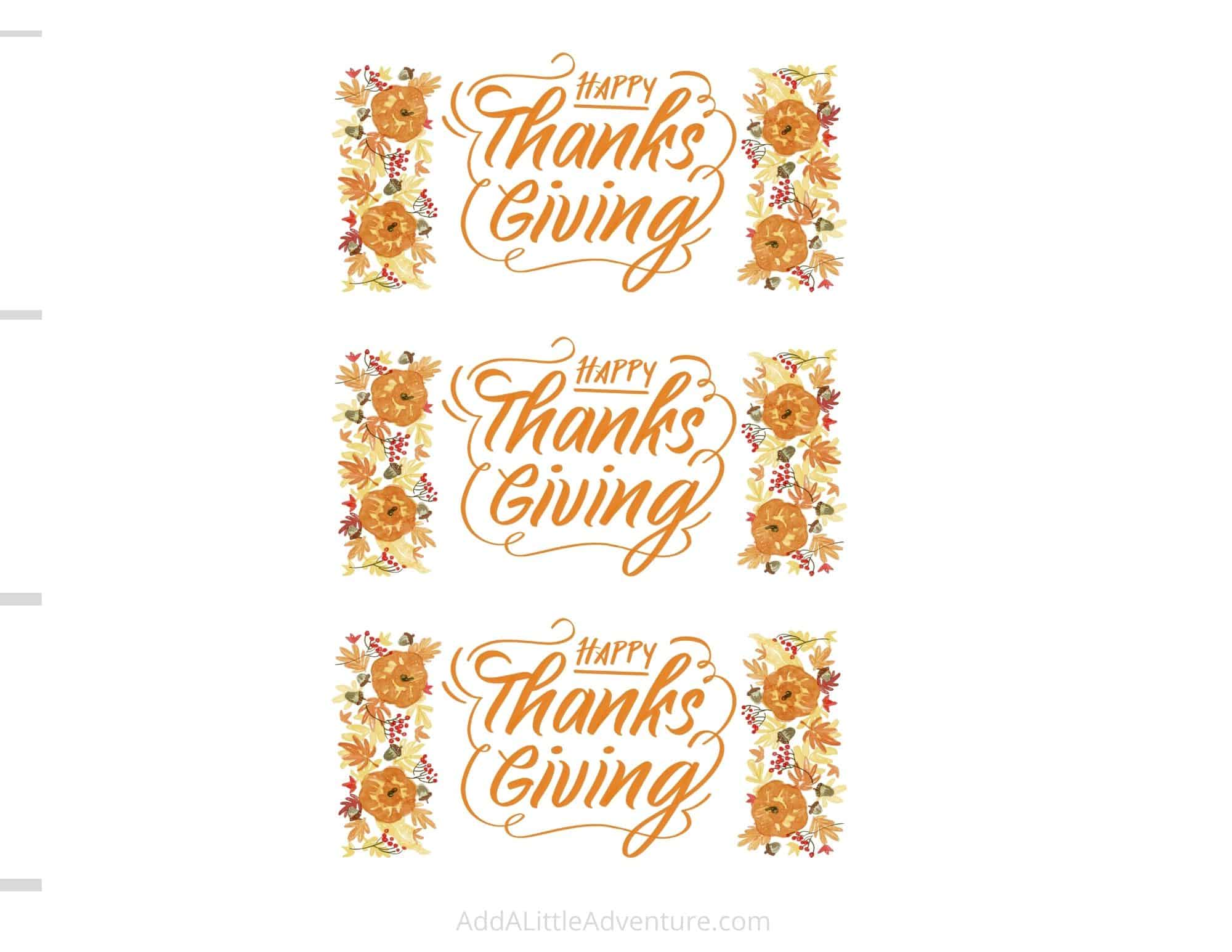 Thanksgiving Water Bottle Labels - Free Printables - Add A Little Adventure