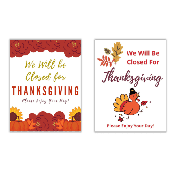 Closed for Thanksgiving Signs - Free Printables - Add A Little Adventure
