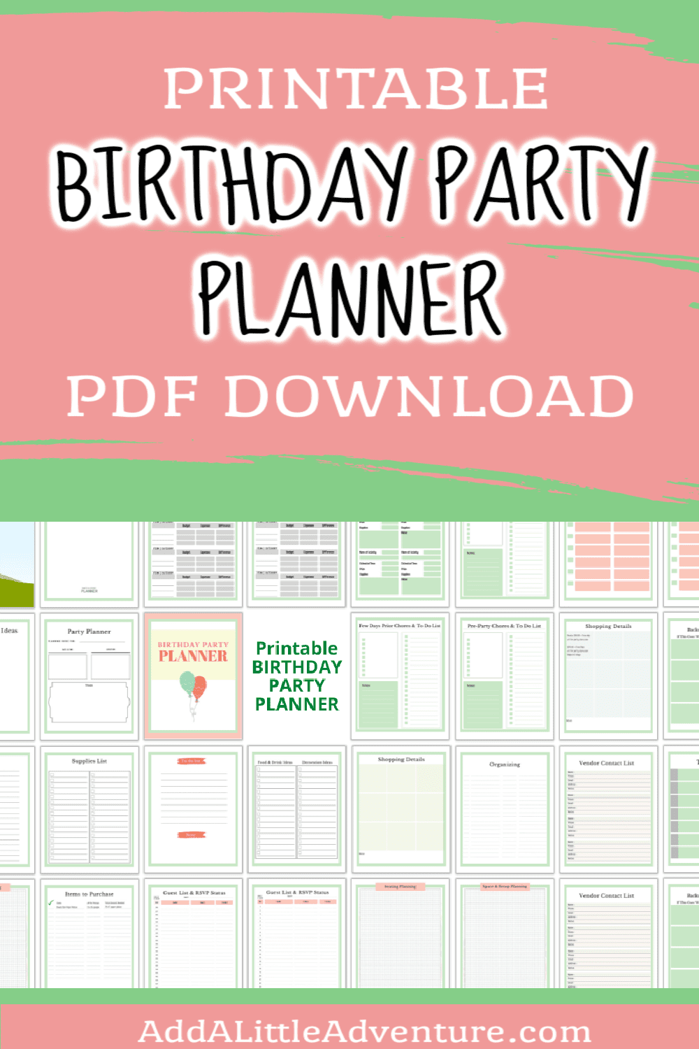 Birthday Party Planner {Downloadable PDF} - Add A Little Adventure
