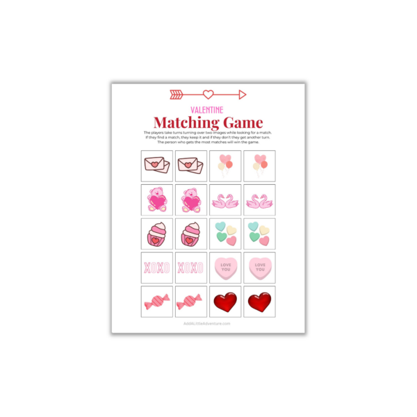 Valentine Matching Game (Free Printable) - Add A Little Adventure