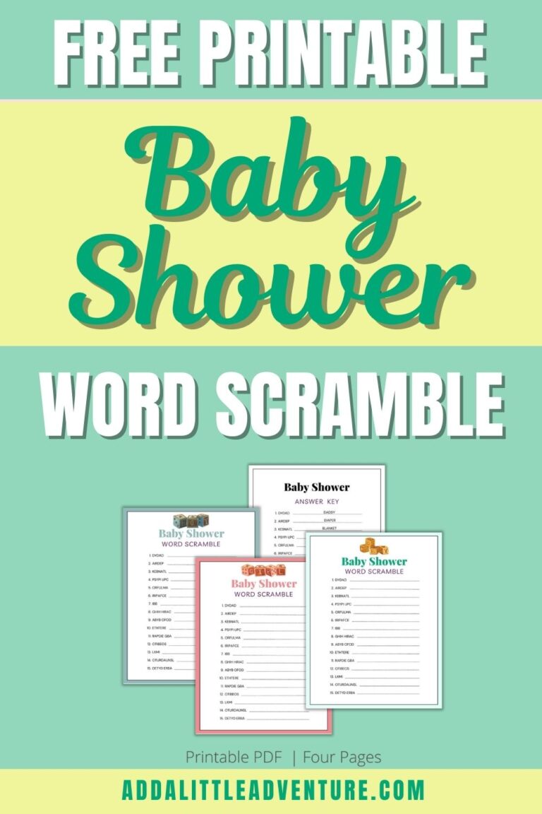 Baby Shower Word Scramble (Free Printable)