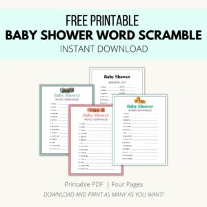 Baby Shower Word Scramble (Free Printable)