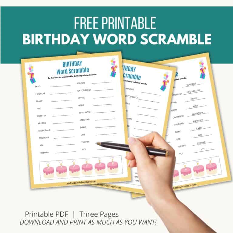 Birthday Word Scramble Game (Free Printable)