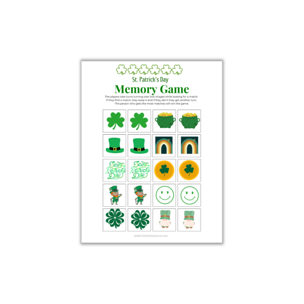 St. Patrick's Day Memory Game (Free Printable)
