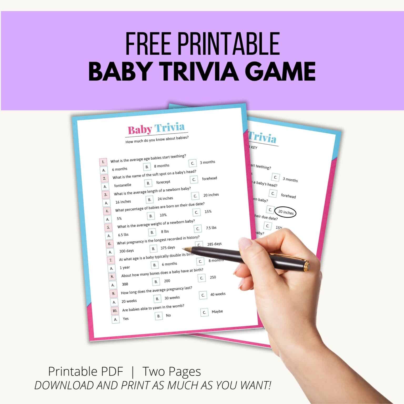 Baby Trivia Game (Free Printable) - Add A Little Adventure
