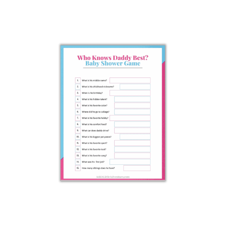 Who Knows Daddy Best Baby Shower Game (Free Printable)