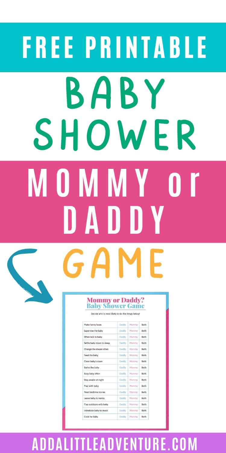 Mommy or Daddy Baby Shower Game (Free Printable) - Add A Little Adventure