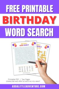 Birthday Word Search (Free Printable) - Add A Little Adventure