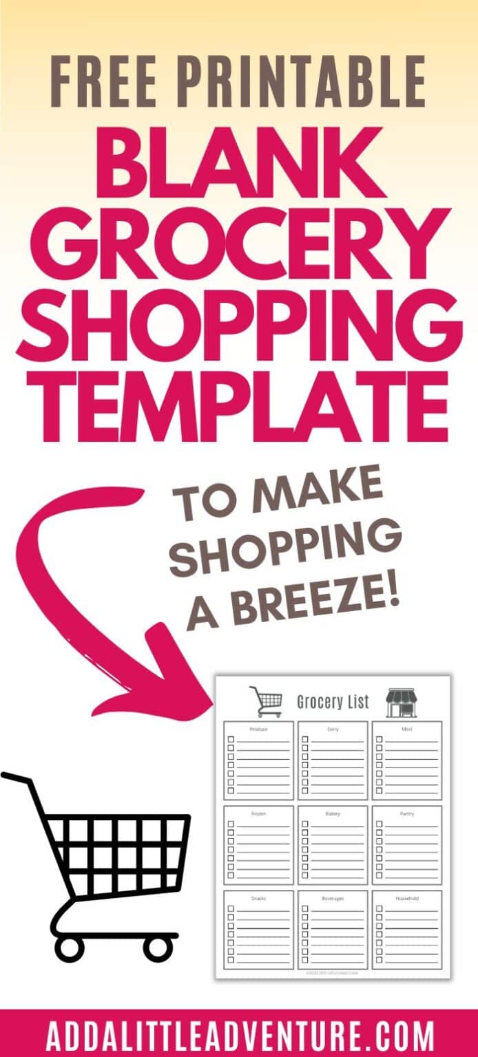Grocery List Template - Free Printable - Add A Little Adventure