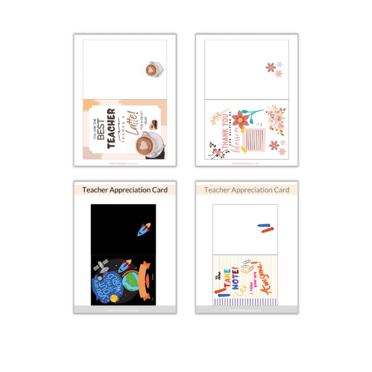 Teacher Appreciation Cards - Free Printables - Add A Little Adventure