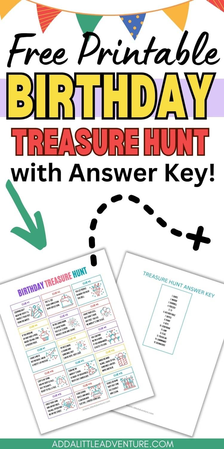 Free Printable Birthday Treasure Hunt for Kids and Adults