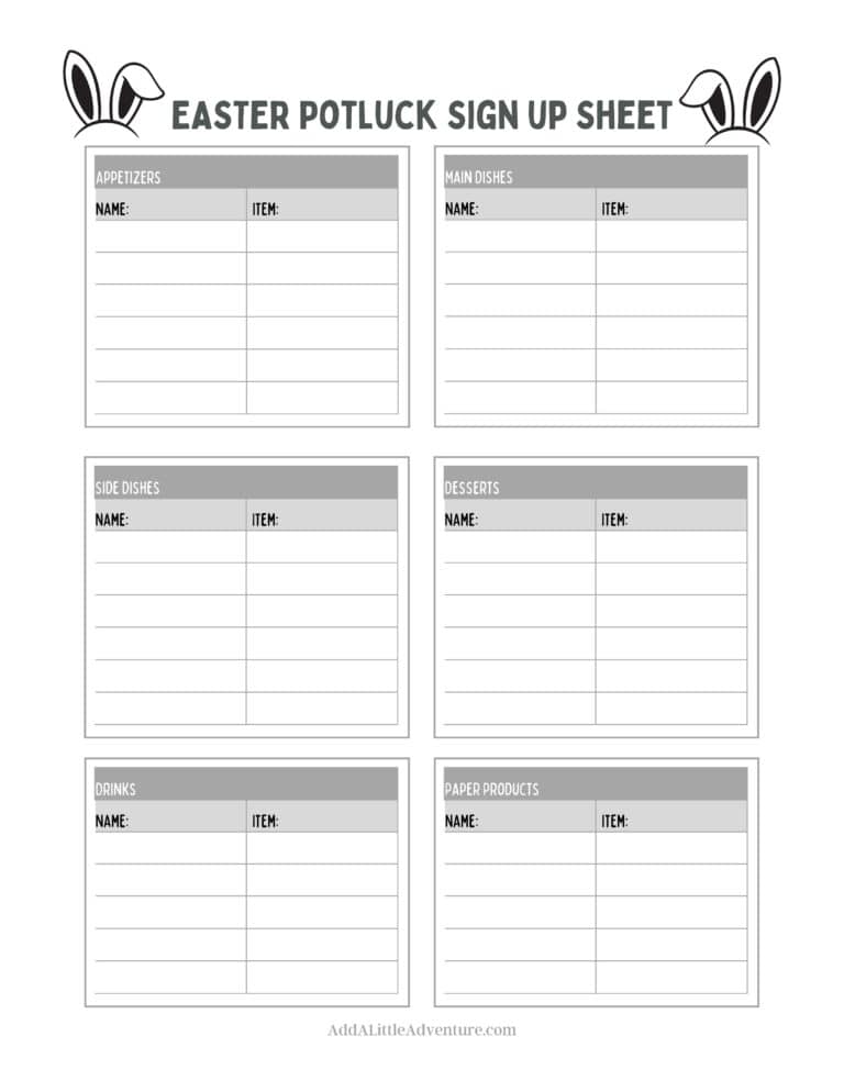Easter Potluck Planning: Free Sign Up Sheets & Tips