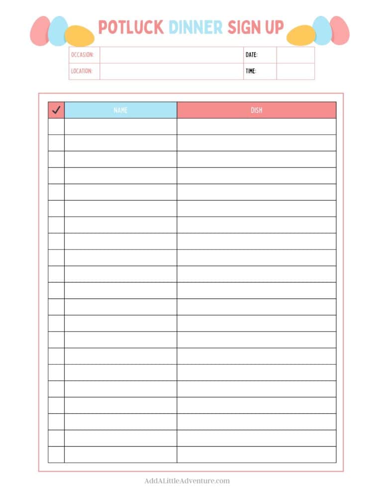 Easter Potluck Planning: Free Sign Up Sheets & Tips