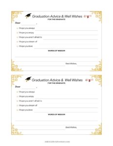 Free Printable Graduation Advice Cards for Graduation Parties
