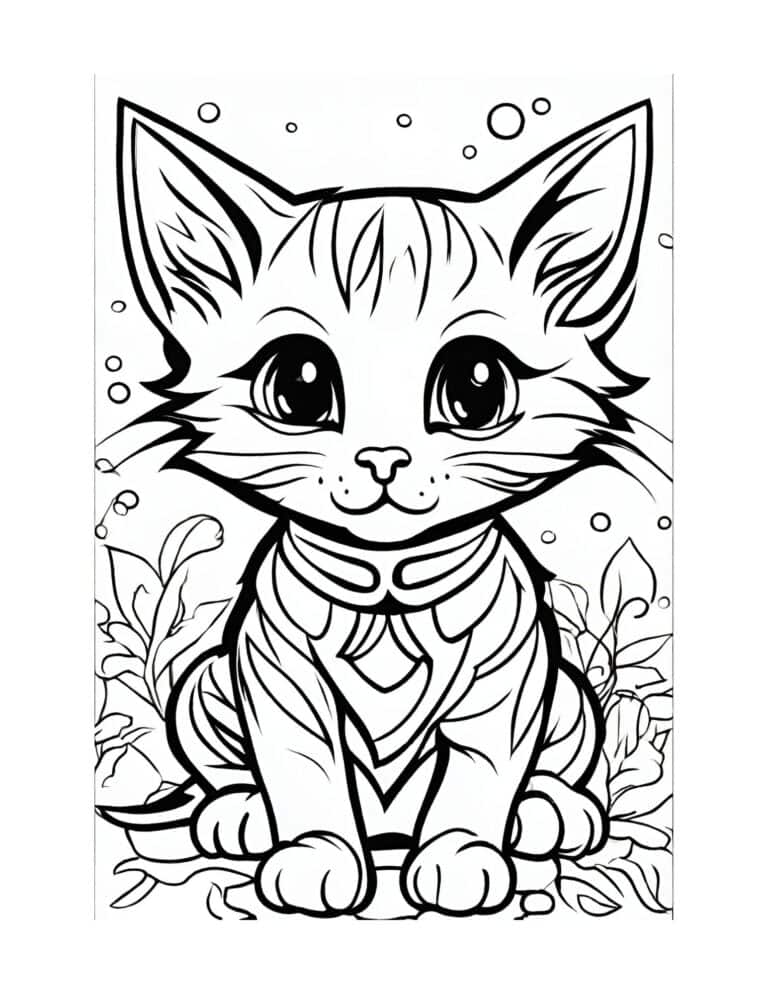 21 Free Printable Cute Cat Coloring Pages for Kids and Adults