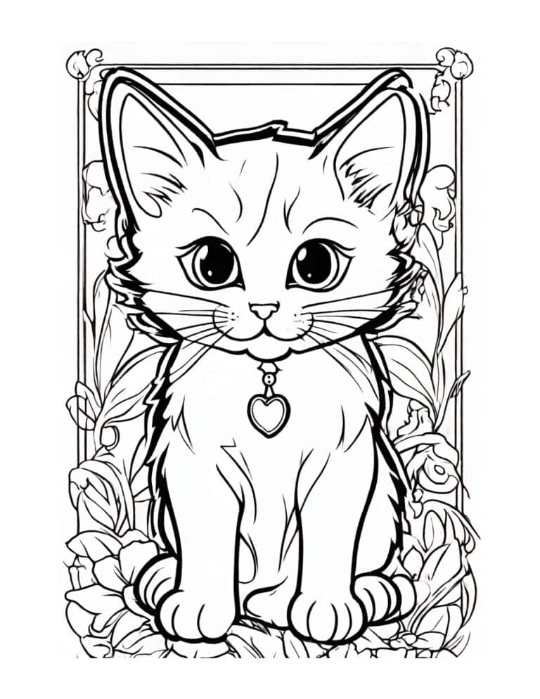 21 Free Printable Cute Cat Coloring Pages for Kids and Adults