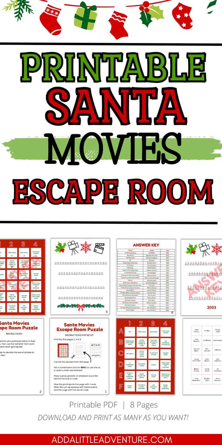 Santa Movie Escape Room Printable - Add A Little Adventure