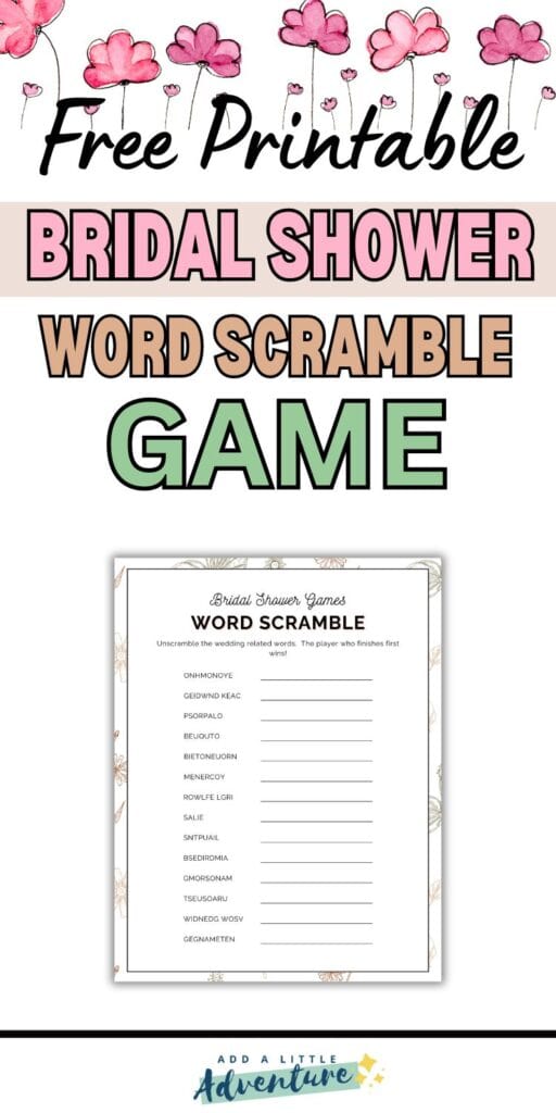 Free Printable Bridal Shower Word Scramble Game Free Printable Bridal Shower Word Scramble Game