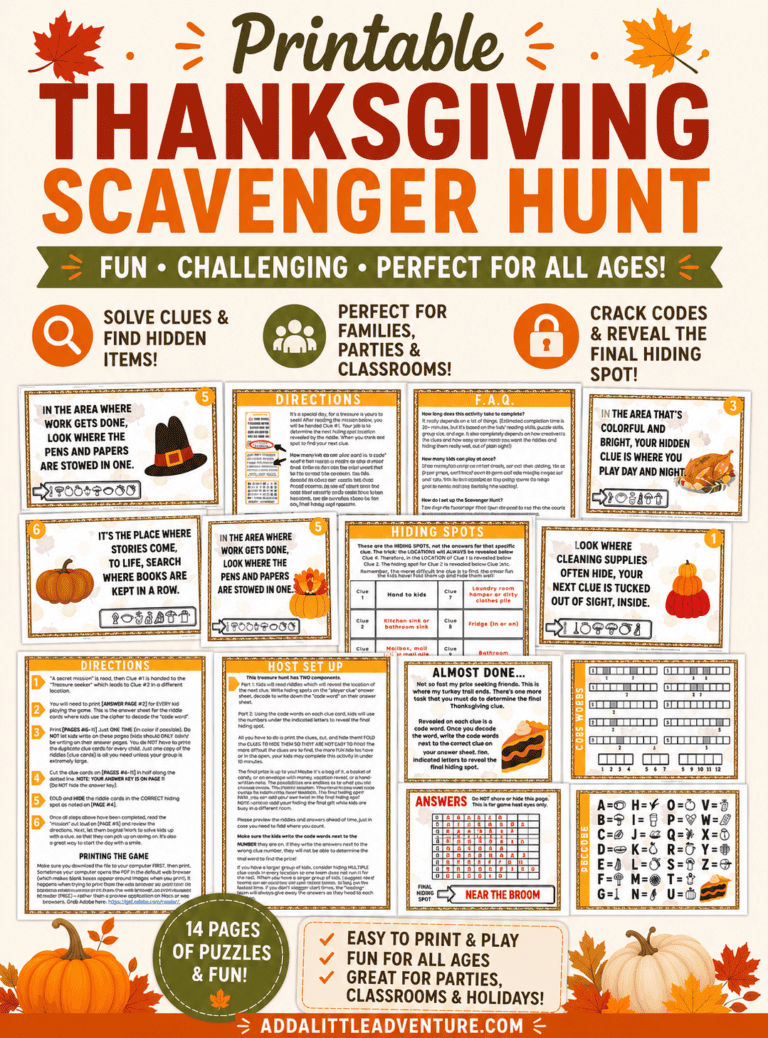 Exciting Thanksgiving Scavenger Hunt for Kids – Printable Fun!