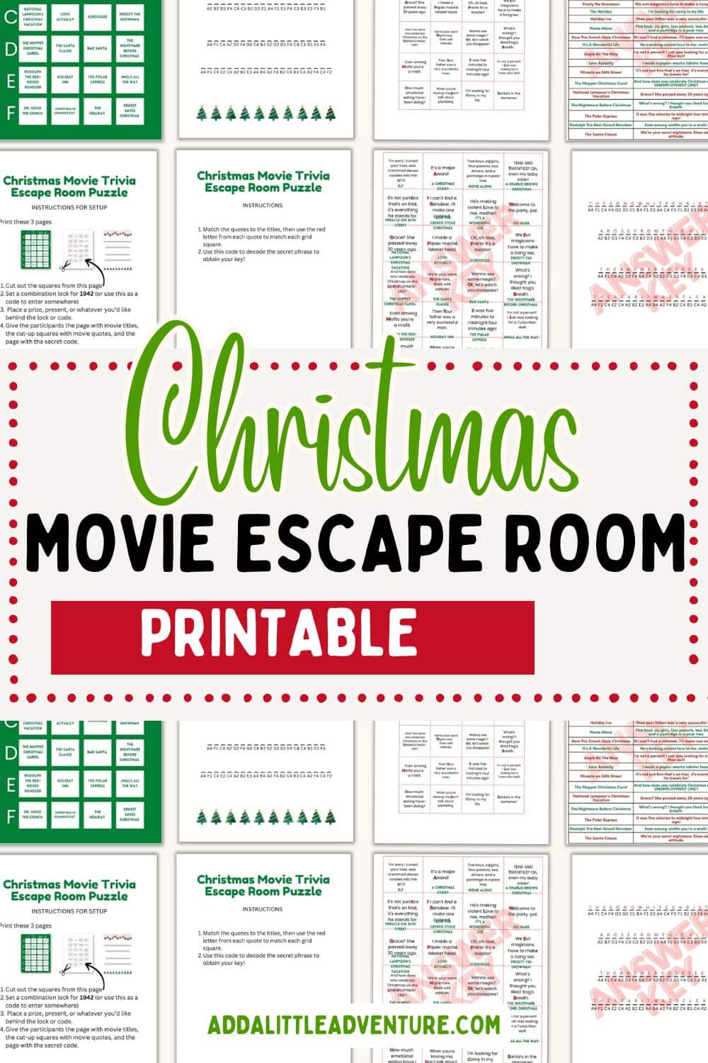 Printable Christmas Movie Escape Room Game