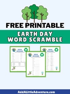Free Printable Earth Day Word Scramble (Two Versions + Answer Key!)
