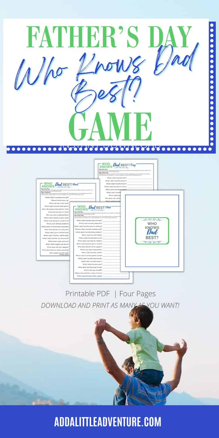 Who Knows Dad Best? Printable Father's Day Game