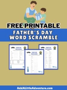 Free Father's Day Word Scramble Printable