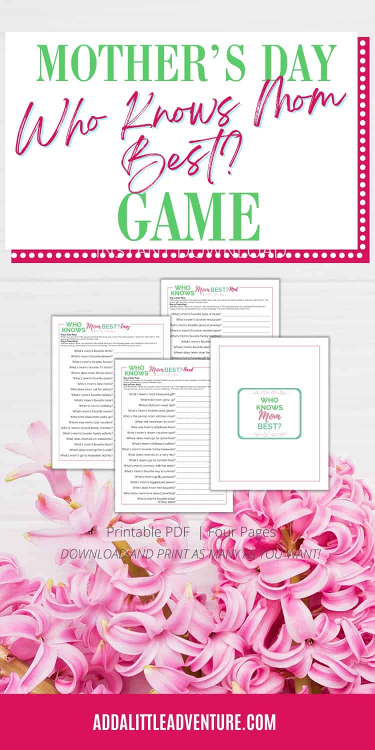 Who Know's Mom Best? Mother's Day Game