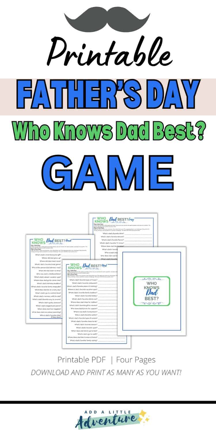 Who Knows Dad Best? Printable Father's Day Game