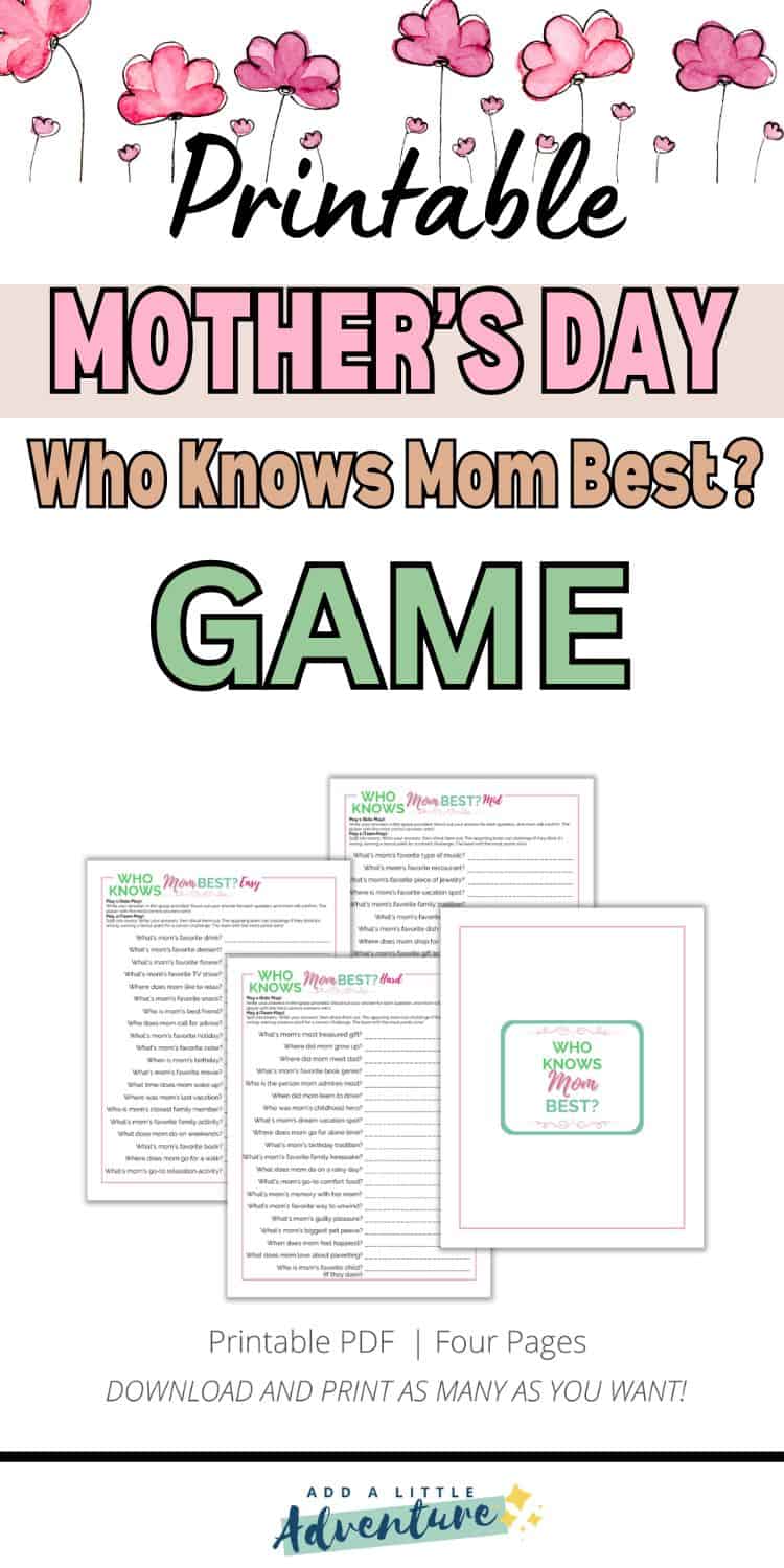 Who Know's Mom Best? Mother's Day Game