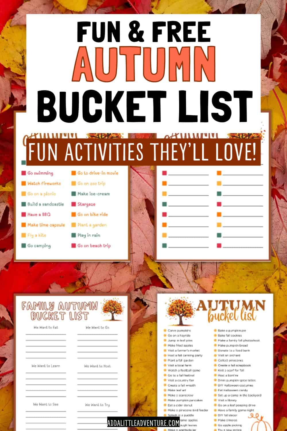 Free Autumn Bucket List Printable for the Whole Family - Add A Little ...