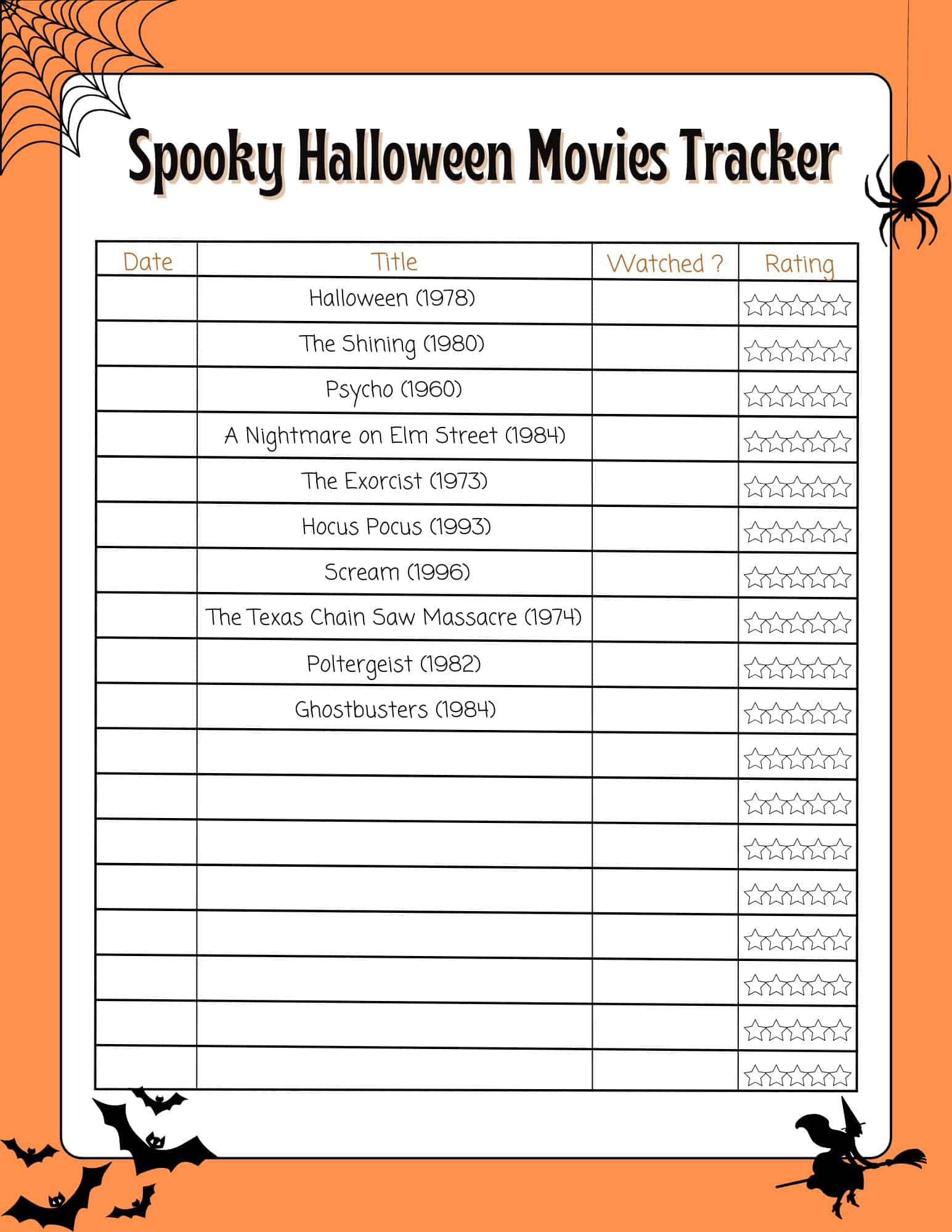 Get Your Spooky Halloween Movie Checklist