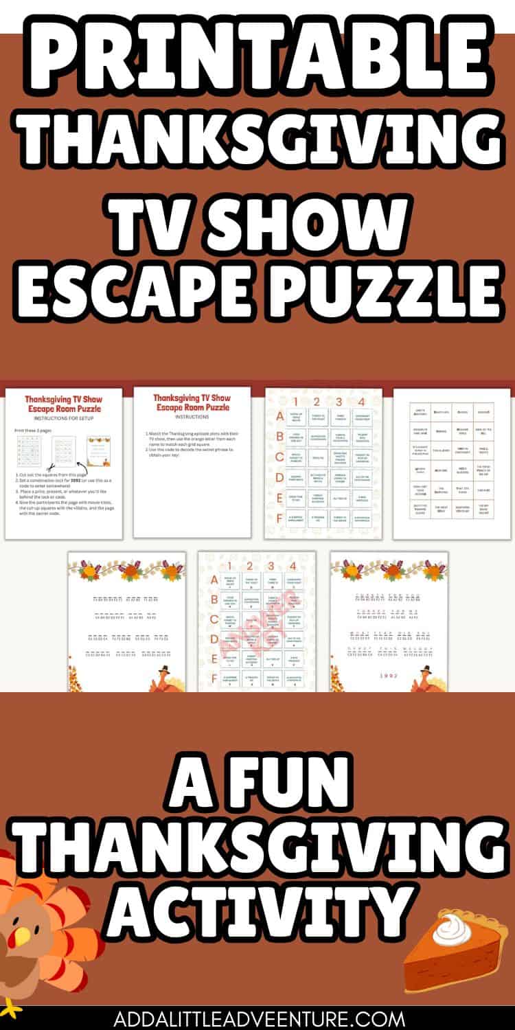 A Fun Thanksgiving TV Show Escape Room Game to Play this Year - Add A ...