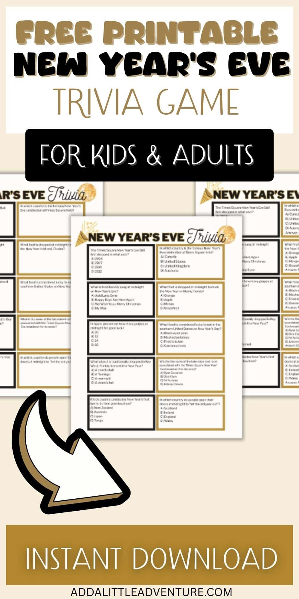 Free Printable New Year's Eve Trivia Game