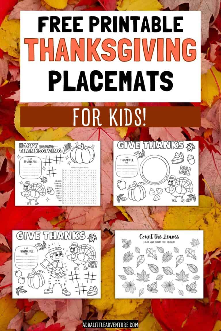 Free Printable Thanksgiving Placemats for Kids