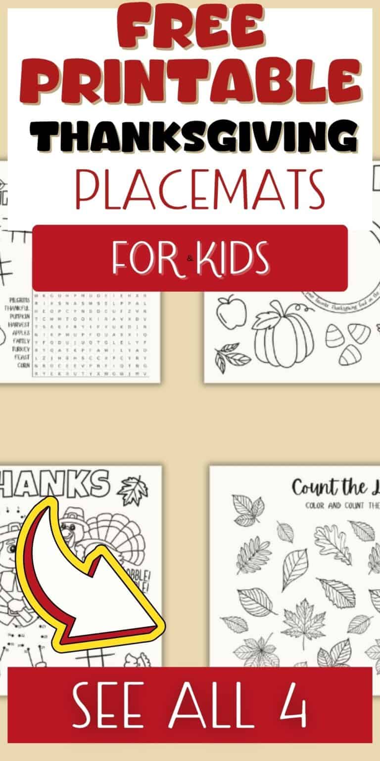 Free Printable Thanksgiving Placemats for Kids