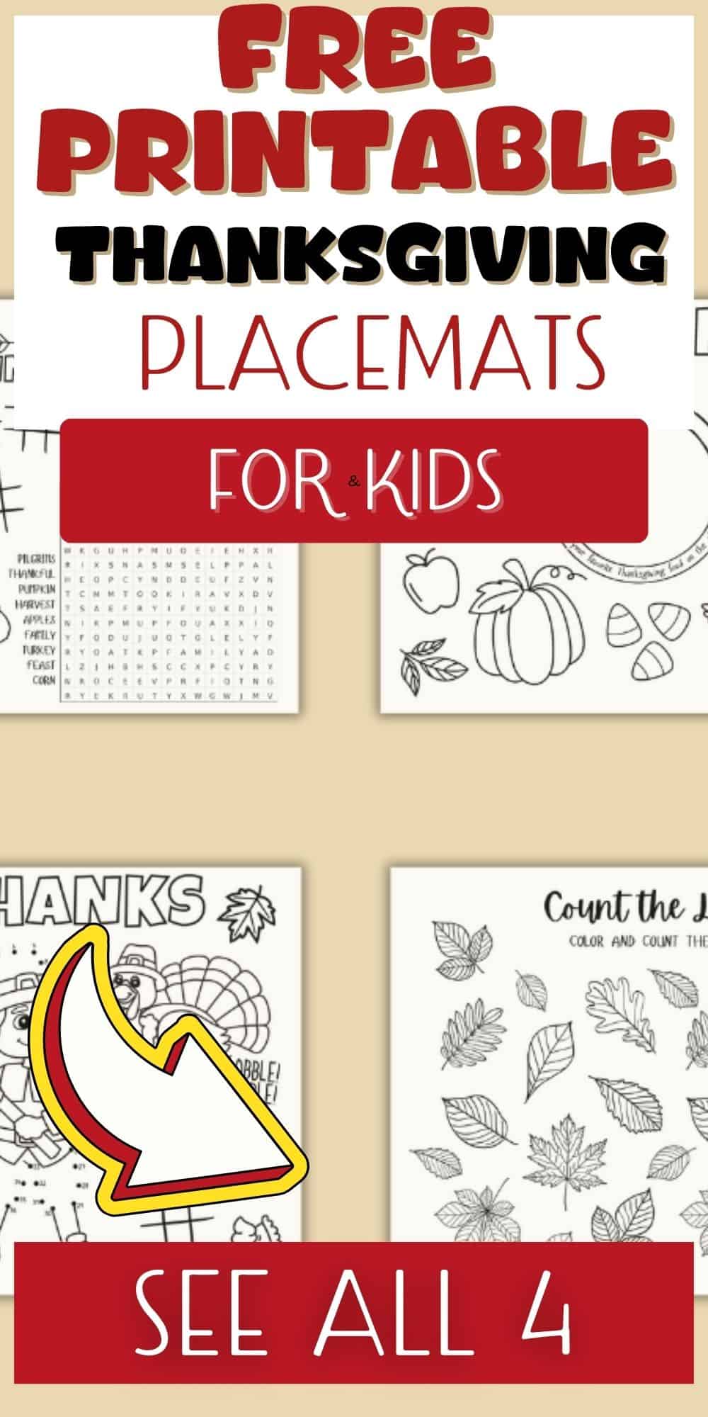 Free Printable Thanksgiving Placemats for Kids