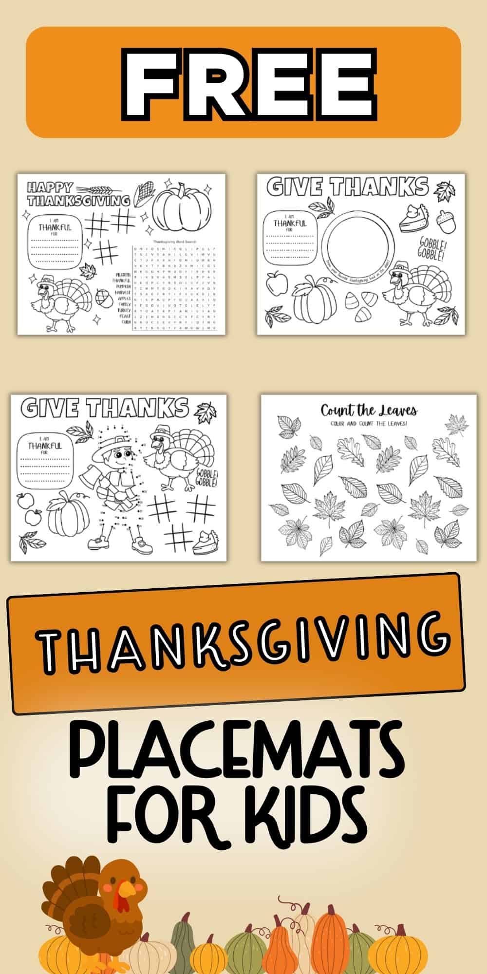 Free Printable Thanksgiving Placemats for Kids