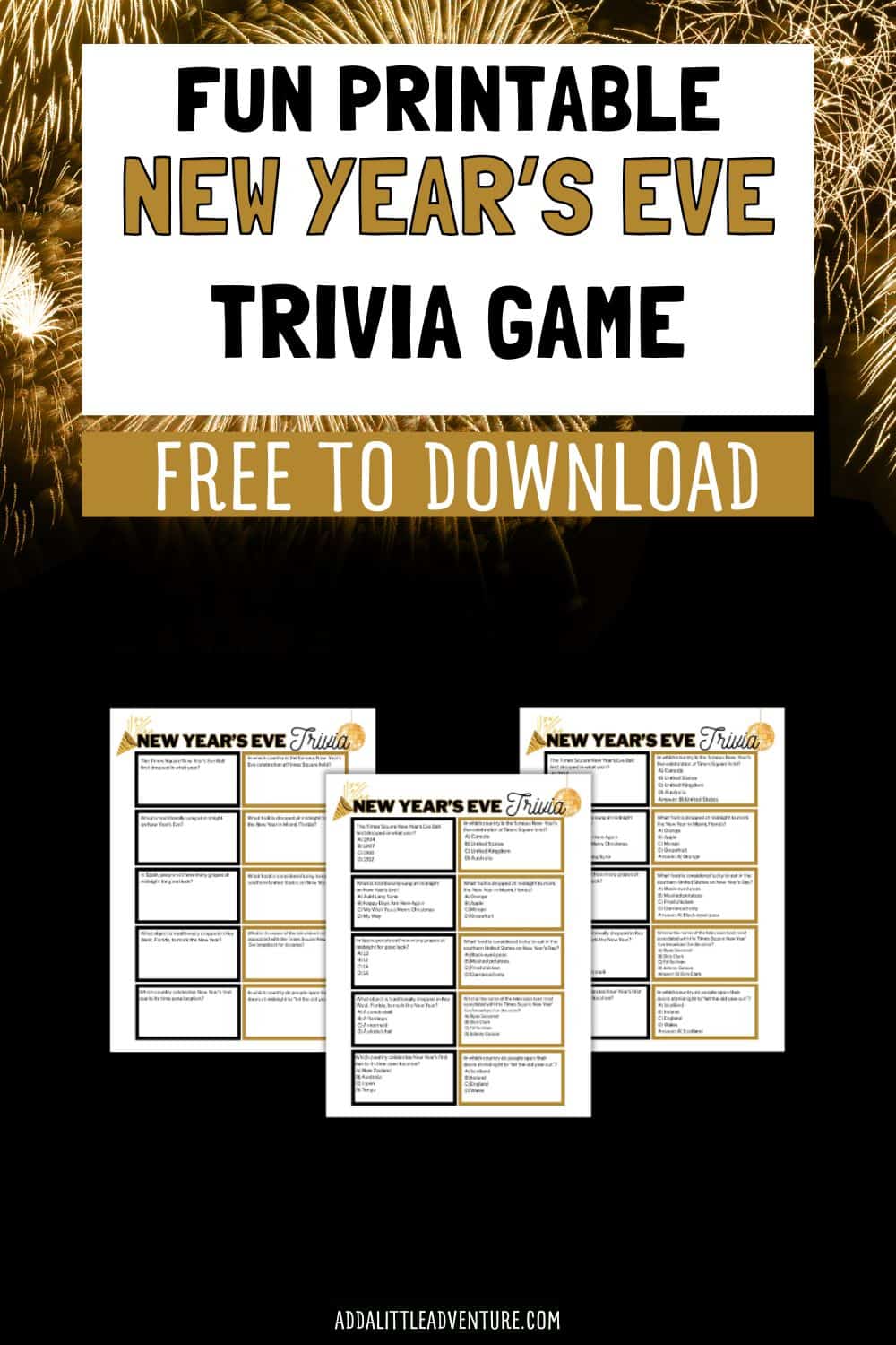 Free Printable New Year's Eve Trivia Game