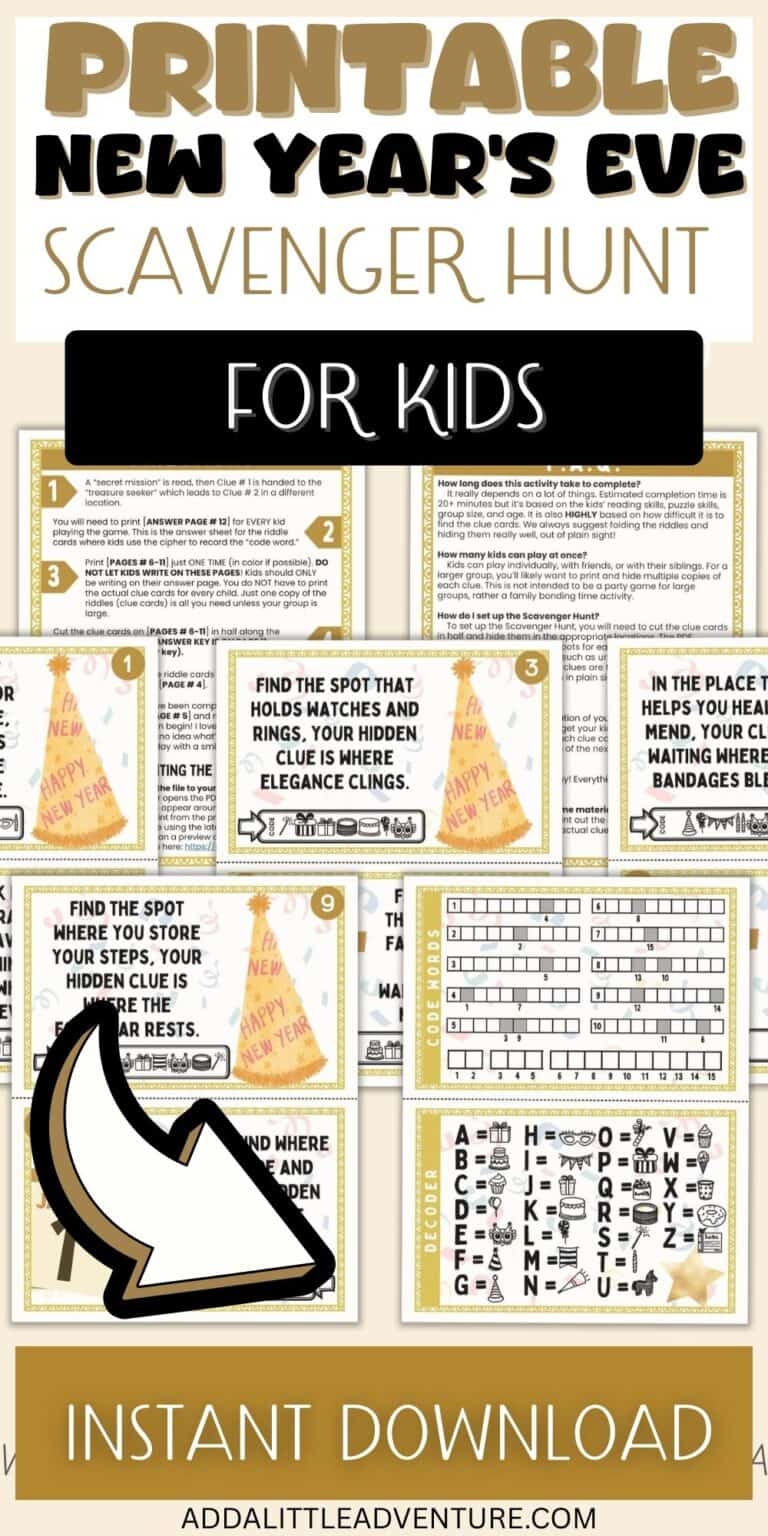 Fun Printable New Year's Eve Scavenger Hunt for Families