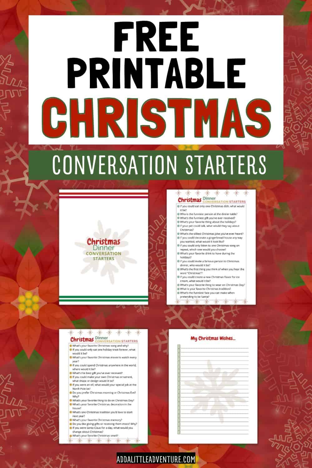 Christmas Conversation Starters Printable (Free Download) - Add A ...