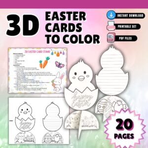 Free Printable Easter Card to Color (3D Easter Craft for Kids)