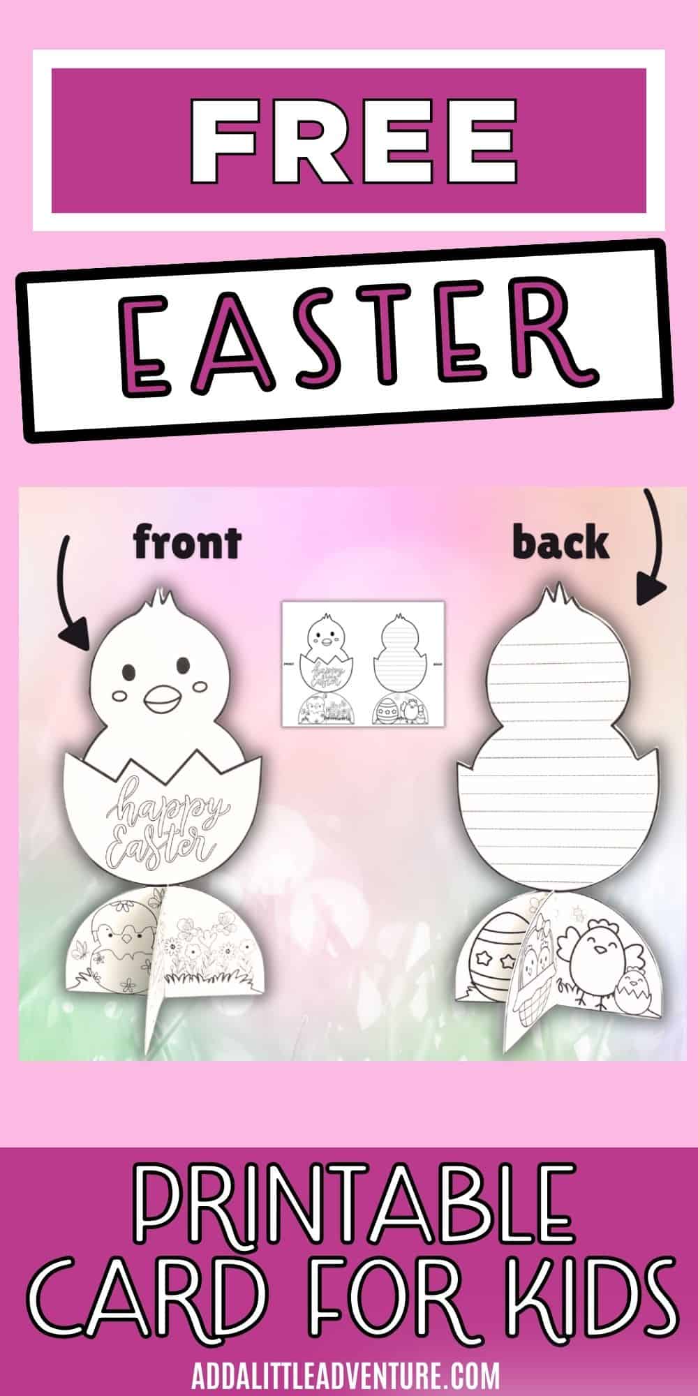 Free Printable Easter Card to Color (3D Easter Craft for Kids)