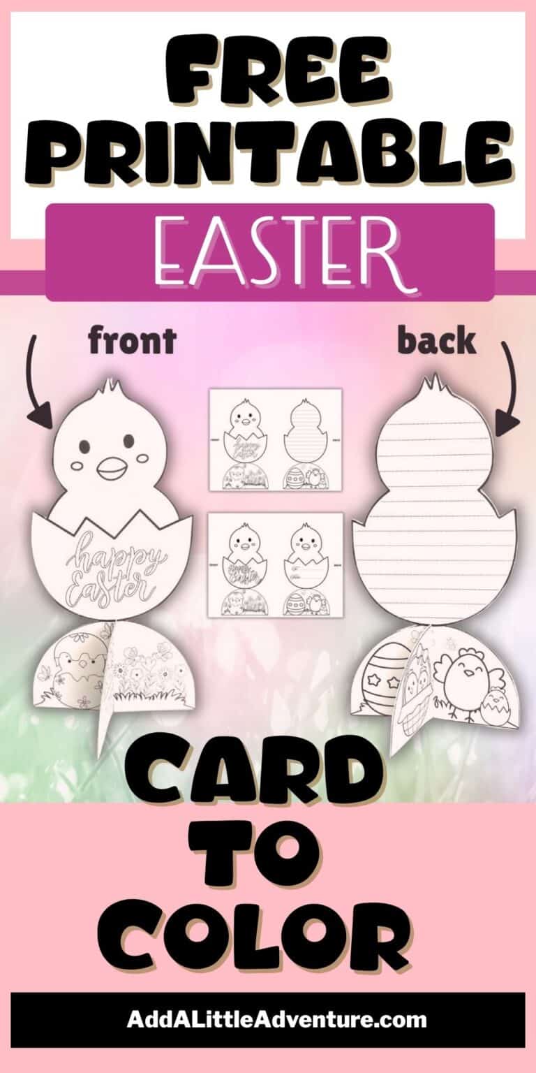 Free Printable Easter Card to Color (3D Easter Craft for Kids)