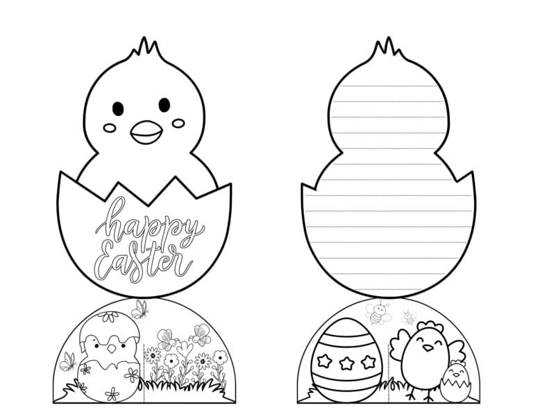Free Printable Easter Card to Color (3D Easter Craft for Kids)