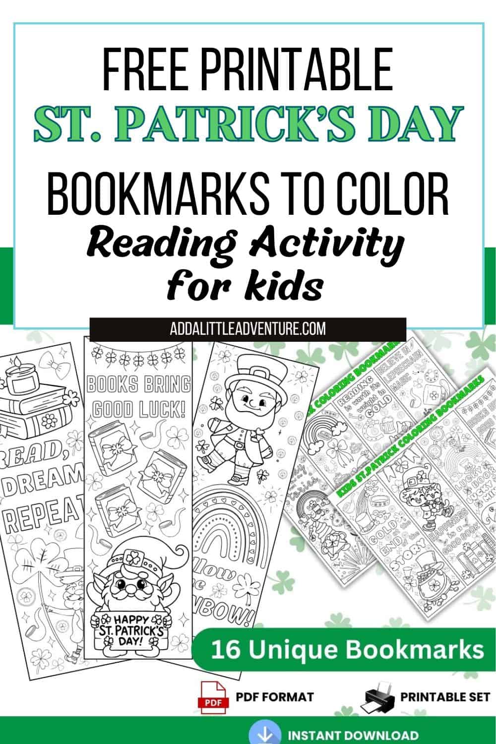 Free St. Patrick's Day Coloring Bookmarks for Kids