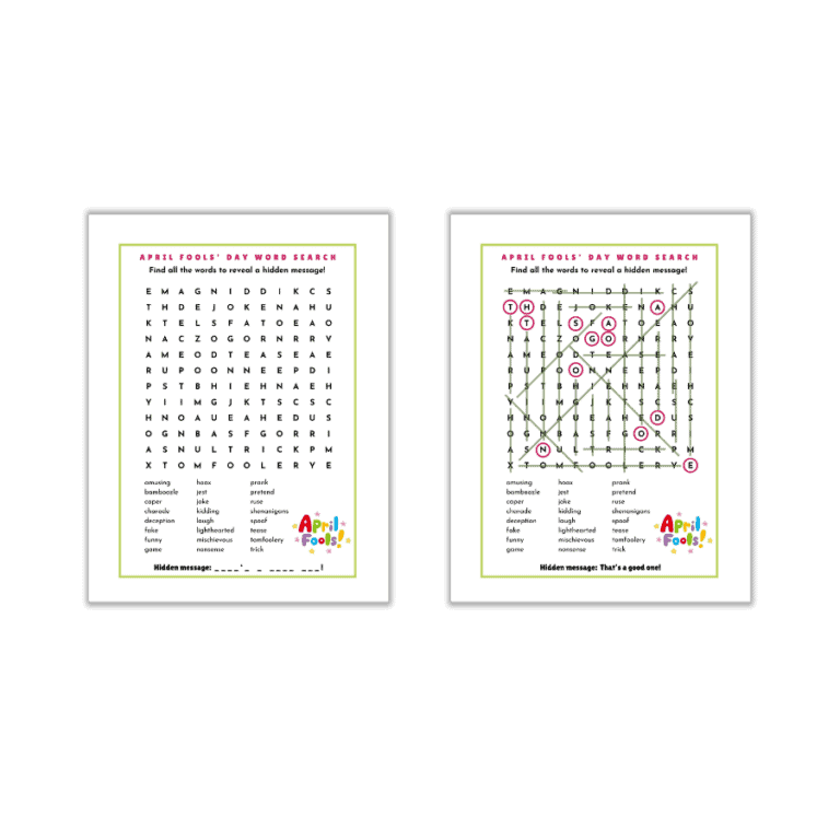 Free Printable April Fools Day Word Search (Fun Puzzle for Kids)