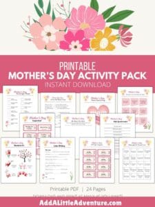 Mother’s Day Activity Pack for Kids (24 Printable Pages, Games, Cards ...