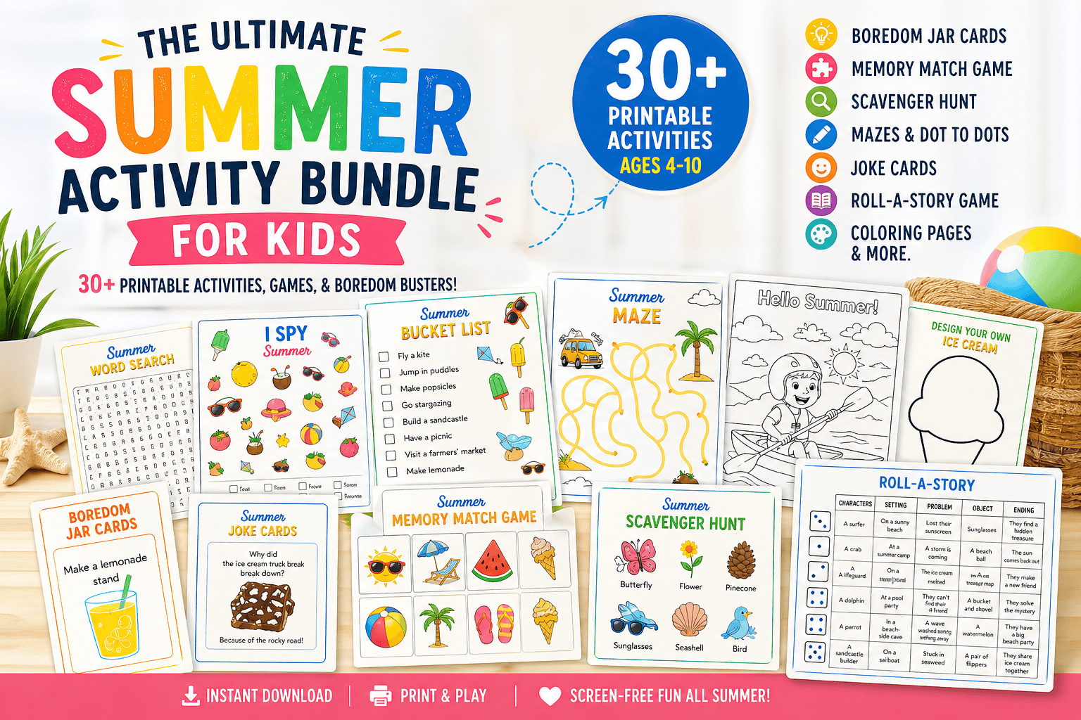 30+ Printable Summer Activities for Kids (Easy, Screen-Free Fun!)